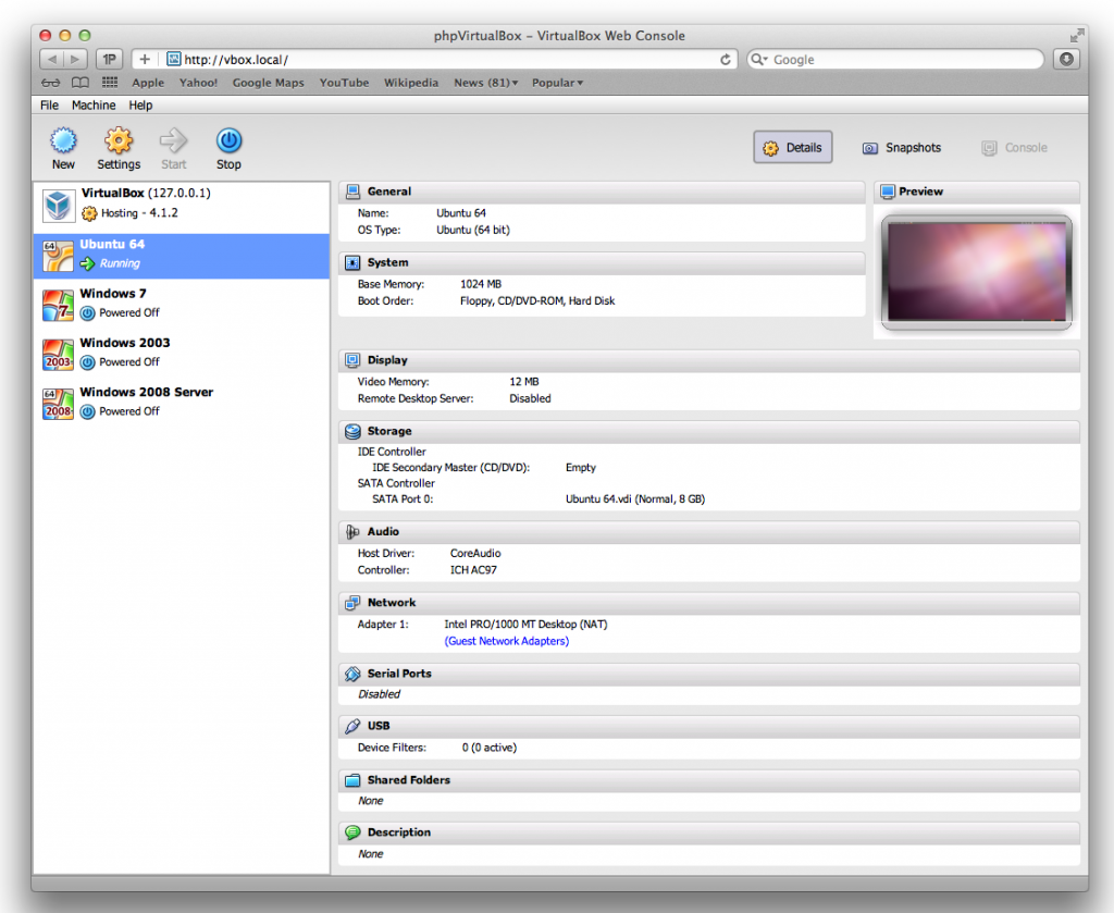 VirtualBox web interface with phpVirtualBox – Imthiaz Blog