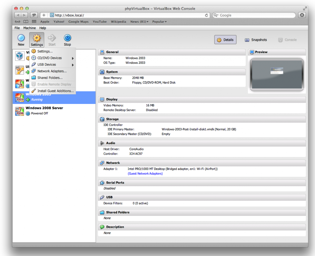 VirtualBox web interface with phpVirtualBox – Imthiaz Blog