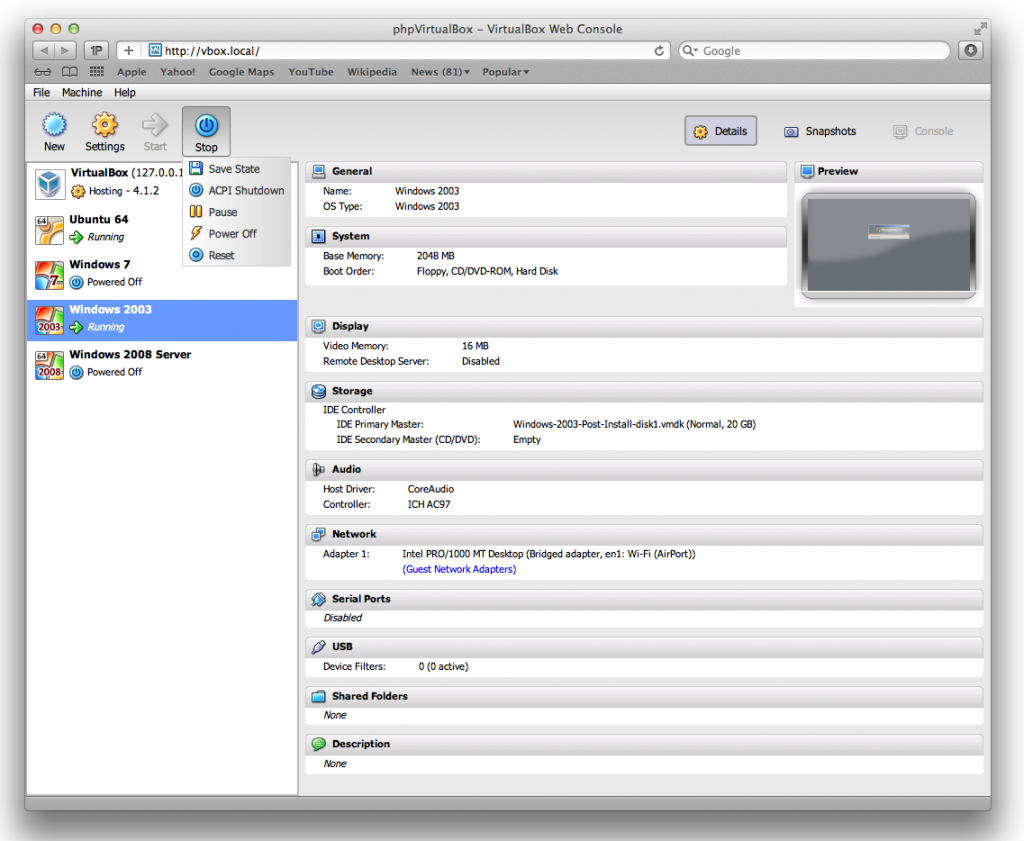 VirtualBox web interface with phpVirtualBox – Imthiaz Blog